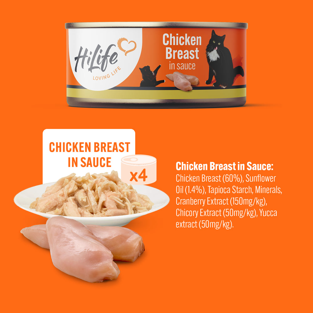 HiLife Adult Cat Chicken Recipes in Sauce - 70g 12 or 48 Cans