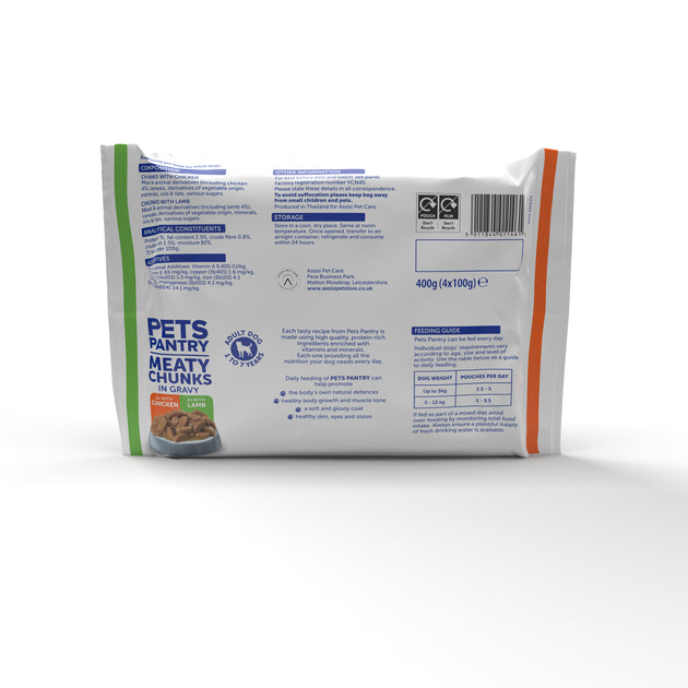 Pets Pantry Adult Dogs Meaty Chunks in Gravy Pouch - 48 Pack – HiLife