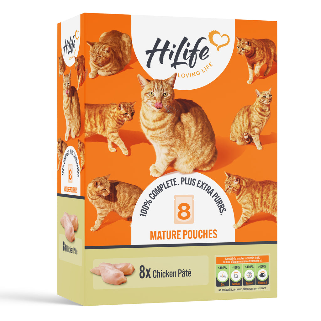 HiLife Mature Cat Chicken Pate 70g Pouch - 8 or 32 Pack